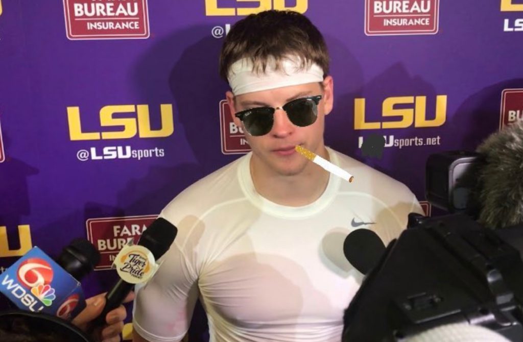 PHOTO Joe Burrow Talking To Media While Smoking Cigarette