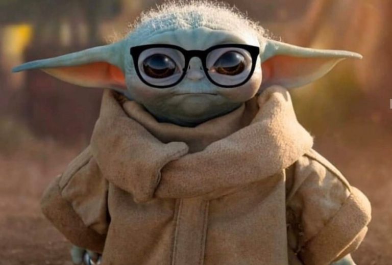 PHOTO Baby Yoda Looking Smart Wearing Glasses