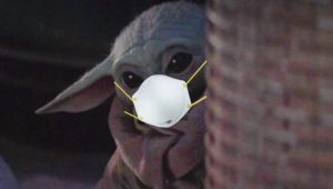 PHOTO Baby Yoda Hiding From Corona Virus