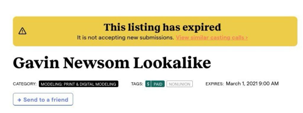 PHOTO Gavin Newsom Lookalike Model Listing Expired Because They Finally ...