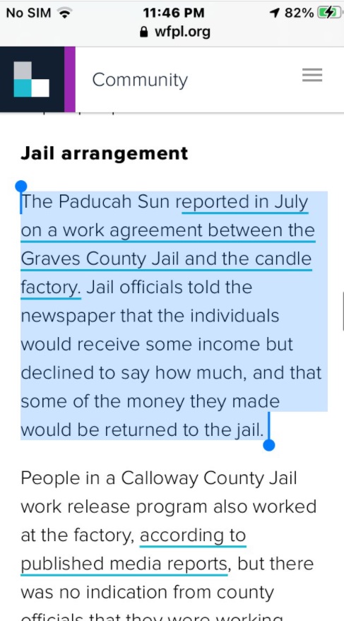 PHOTO Graves County Jail Had An Agreement With Mayfield Candle Factory ...