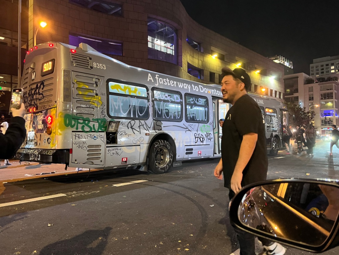PHOTO Rams Fans Laughing Thinking It's Hilarious To Destroy City Bus In ...