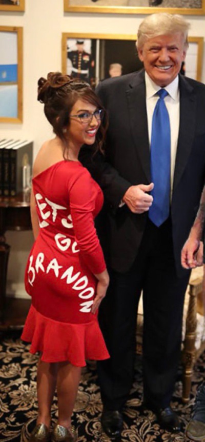 PHOTO Lauren Boebert's A** Looks Huge In Bright Red Let's Go Brandon Dress