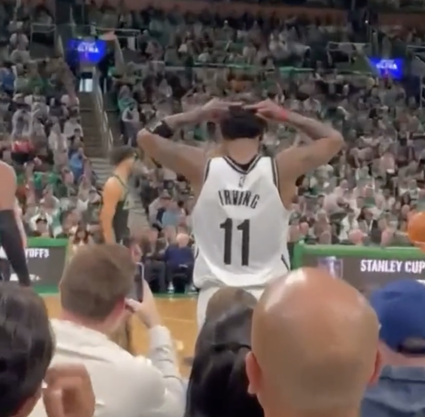 PHOTO Kyrie Irving Holding Two Middle Fingers Behind His Head To Taunt ...
