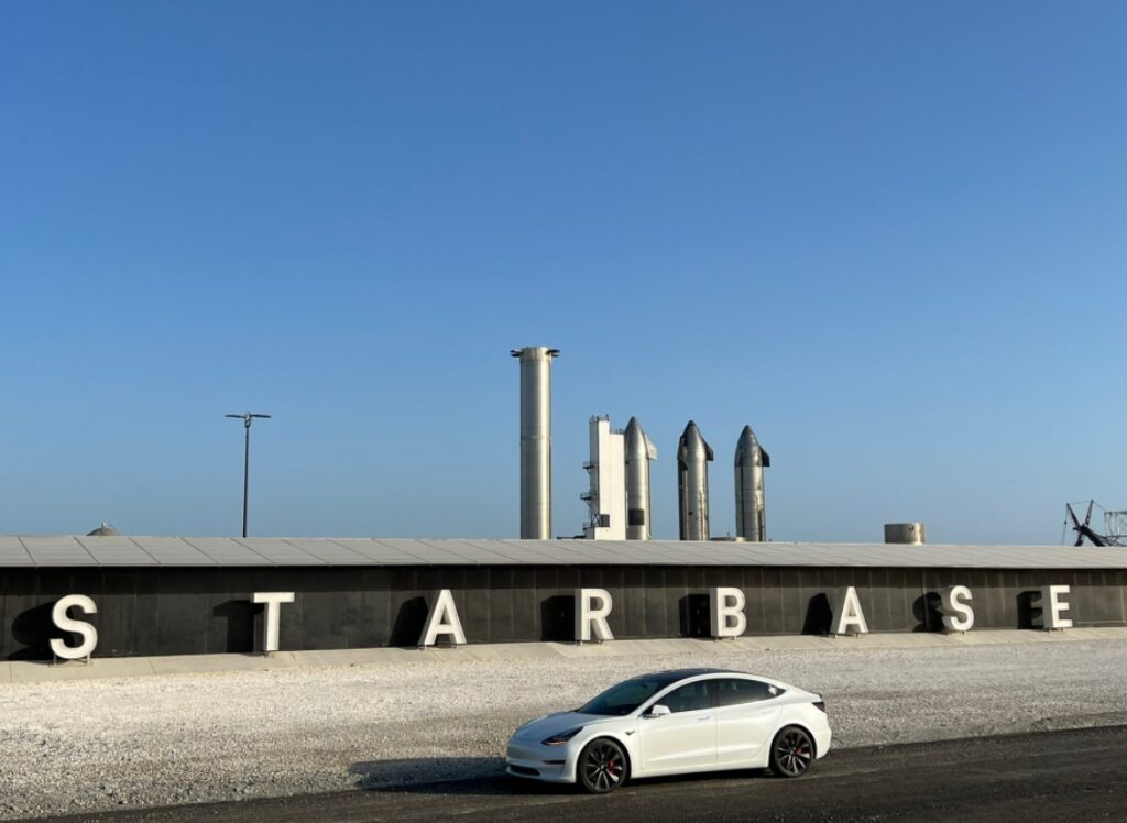 PHOTO What A Sight It Is Tesla Car Parked Outside Starbase Is Elon Musk ...