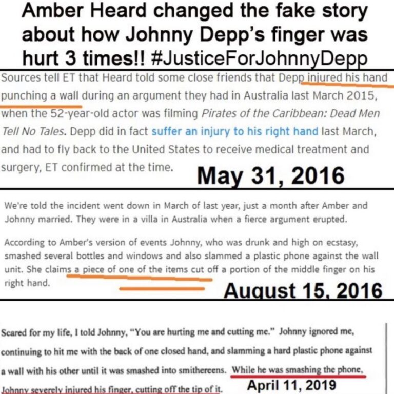 PHOTO Amber Heard Changed The Story Of How Johnny Depp's Finger Tip Got ...