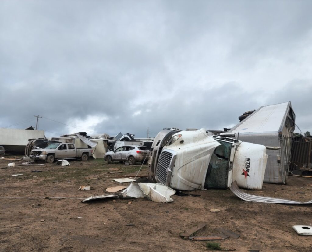 PHOTO Dozens Of Cars Trucks RV's And Semi-Trucks Smashed Beyond Repair ...