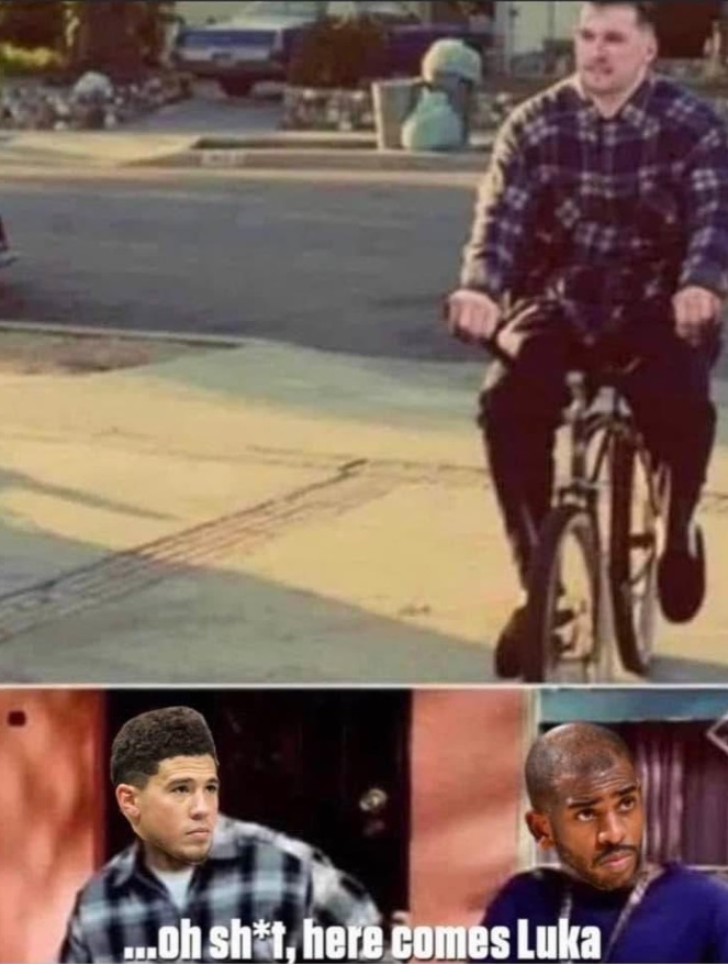 PHOTO Luka Doncic Riding A Bicycle Oh Sh*t Here Comes Luka Devin Booker ...