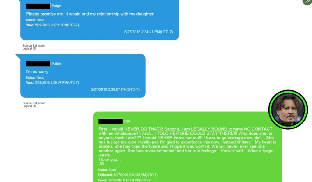 PHOTO Text Messages Amber Heard's Mom Sent To Johnny Depp Saying If ...