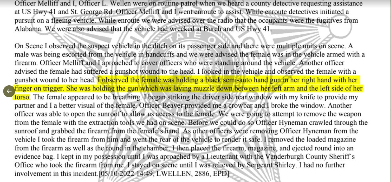 PHOTO Vicky White Was Holding The Gun In Her Right Hand And It Was ...