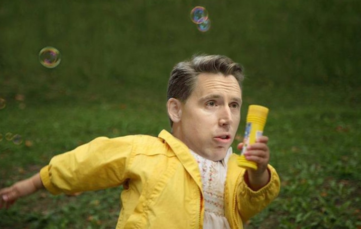 PHOTO Baby Josh Hawley Running Away From Bubbles In A Field Meme