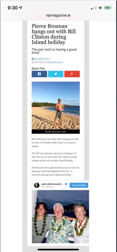 PHOTO Bill Clinton With Pierce Brosnan Near Diamond Head In 2017