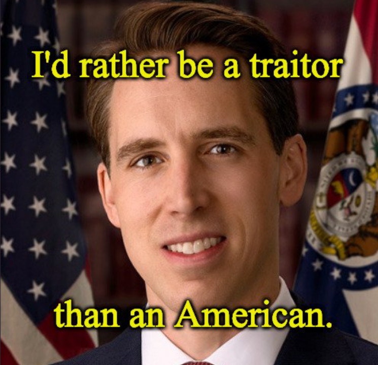 PHOTO I'd Rather Be A Traitor Than An American Josh Hawley Meme