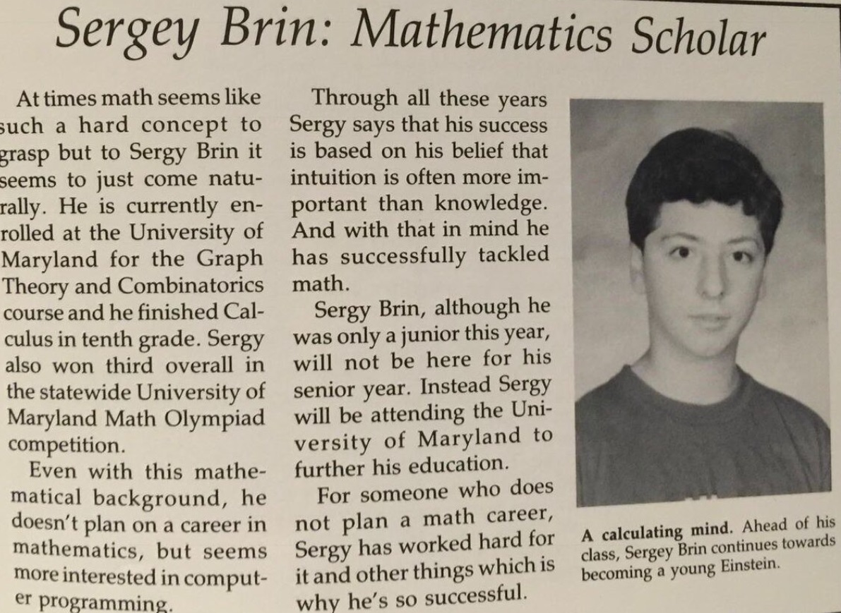 PHOTO Sergey Brin Is A Mathematics Scholar Genius And Couldn't Even ...