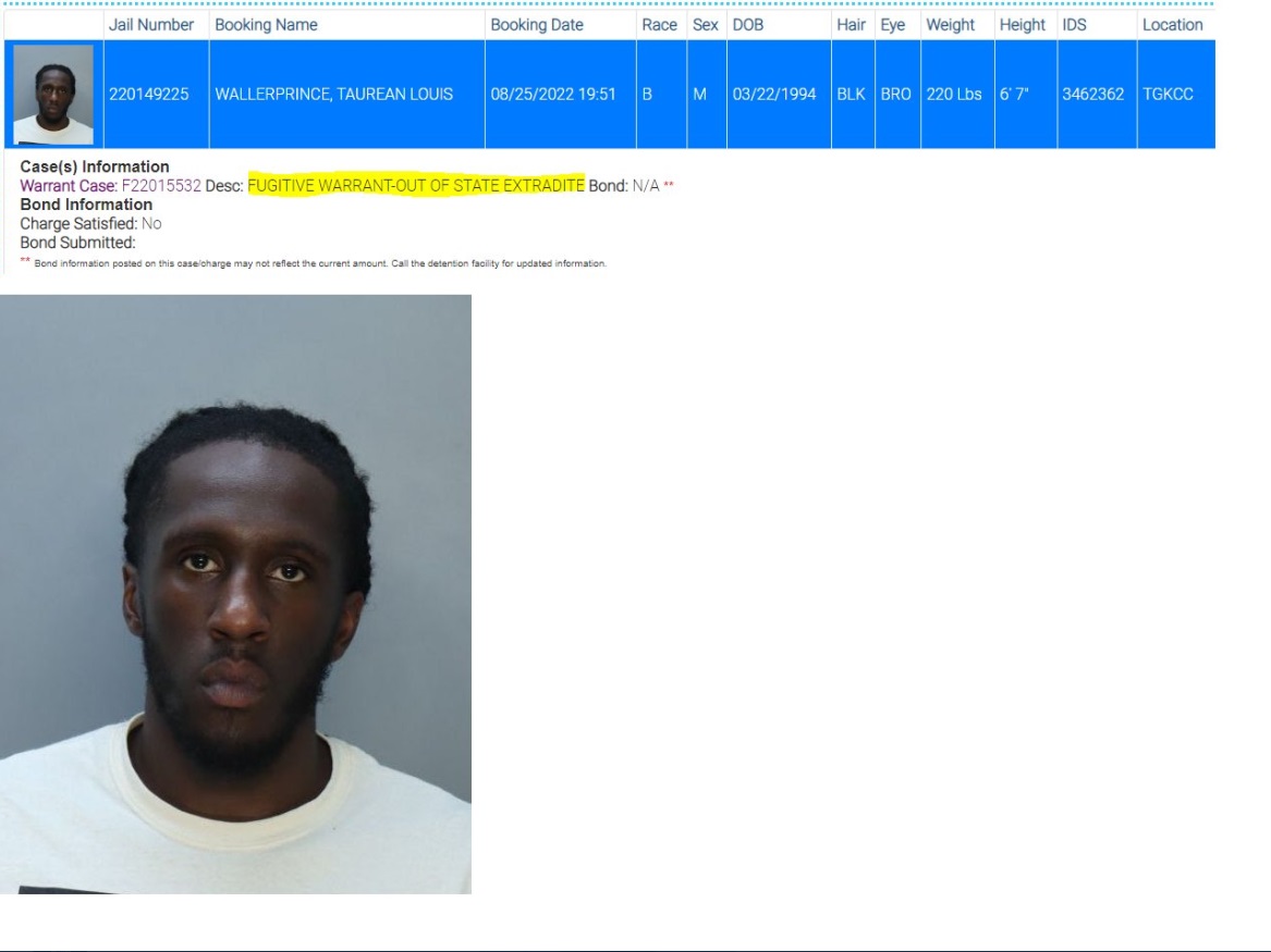 PHOTO Taurean Prince's Booking Sheet Says He Was Booked Into Jail In ...