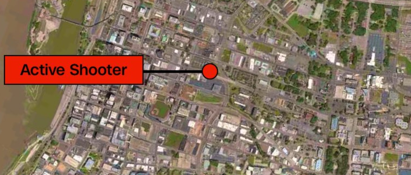 PHOTO Map Showing Where Suspect Was Shooting People In The Heart Of ...
