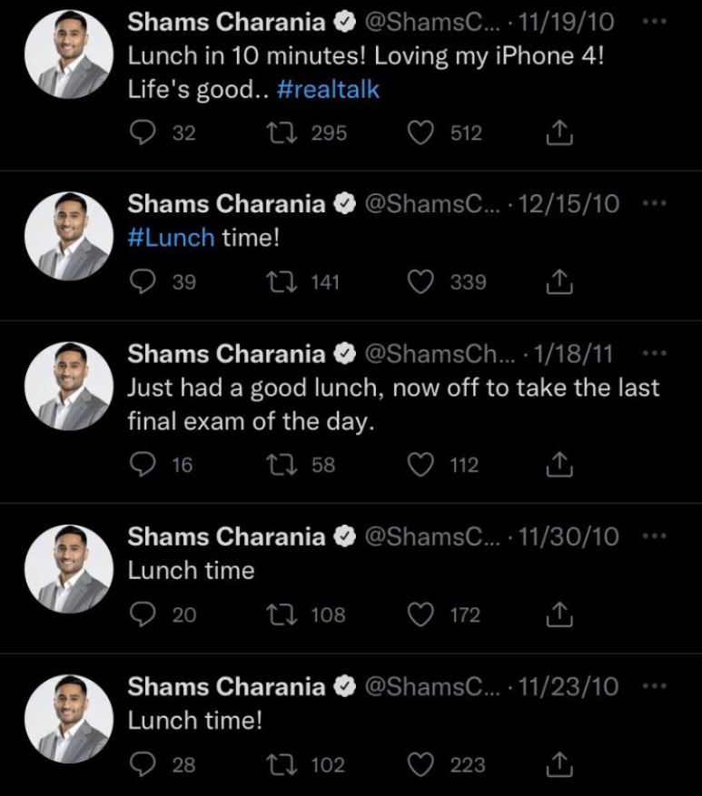 PHOTO NBA News Breaker Shams Was Tweeting About His Lunch Break On His ...