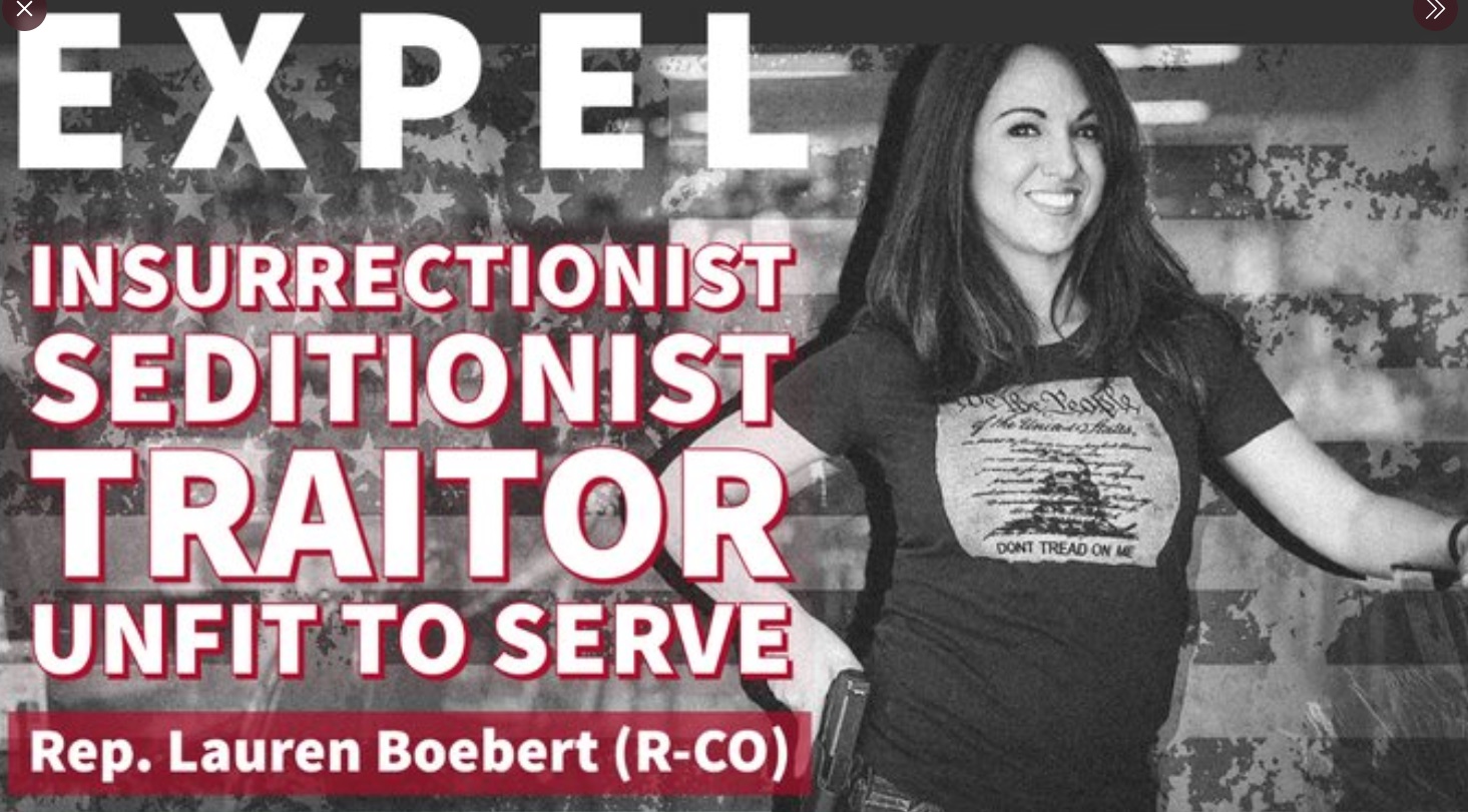 PHOTO Expel Insurrectionist Seditionist Traitor Unfit To Serve Lauren Boebert Meme