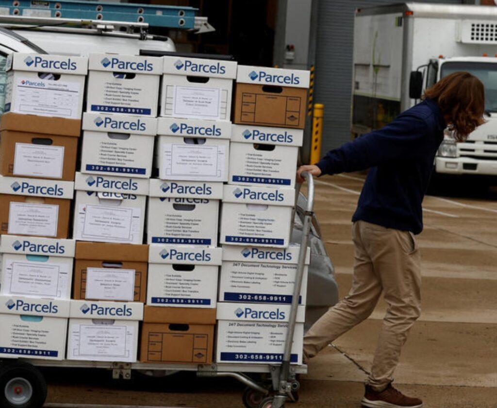 PHOTO 20 Boxes Of Documents Had To Be Transported Into Delaware Court ...