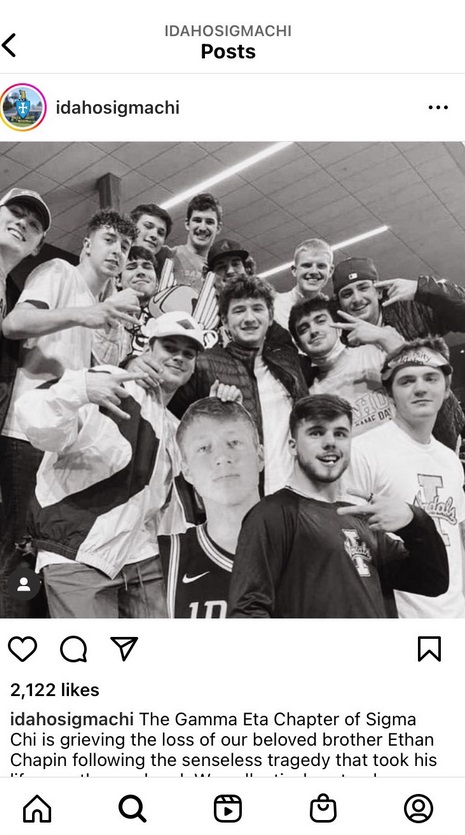PHOTO Idaho Sigma Chi Tribute To Ethan Chapin