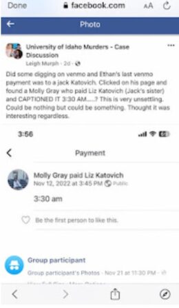 PHOTO Jack Katovich's Sister Was Paid By A Molly Gray At 3:30 AM On ...