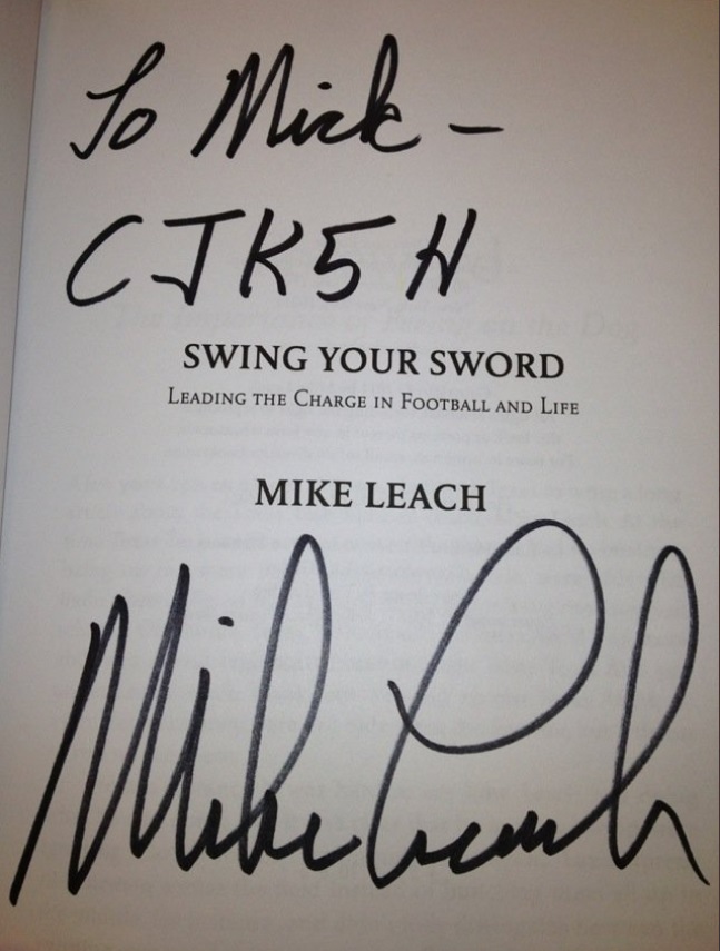 PHOTO Mike Leach Signed A Copy Of His Book With Craig James Killed Five ...