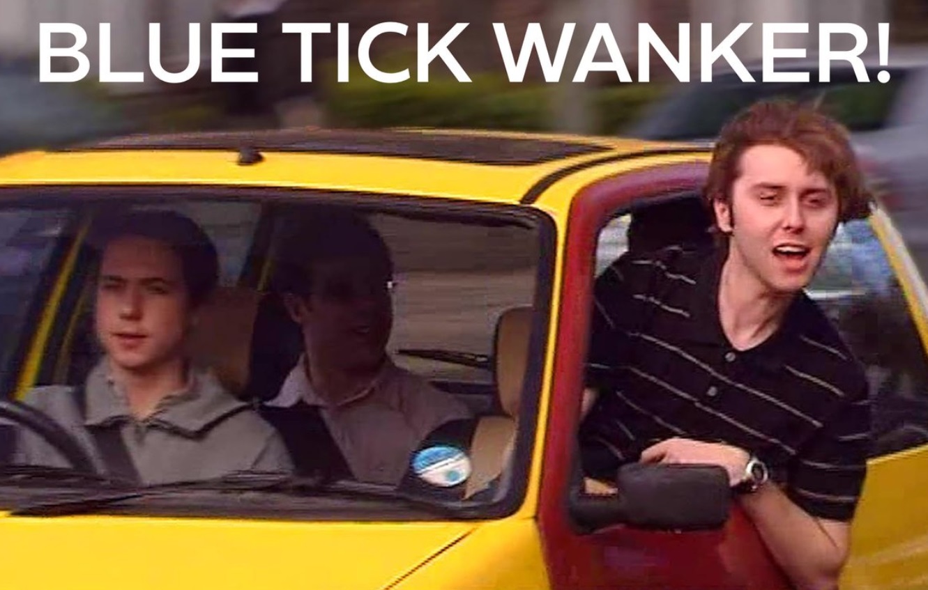 PHOTO Blue Tick Wanker Twitter Meme