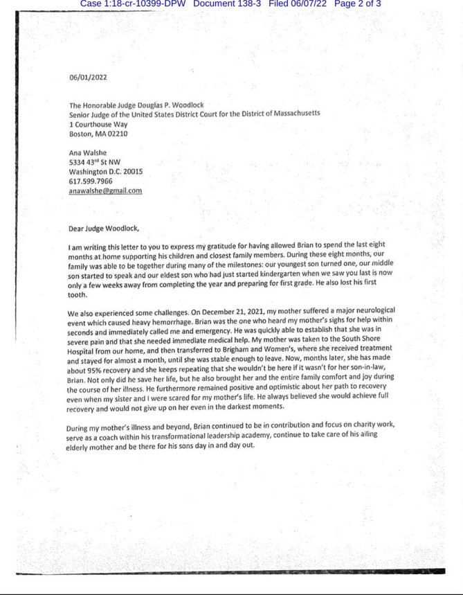 PHOTO Of Letter Ana Walshe Wrote To Judge Thanking Him For Allowing Her ...