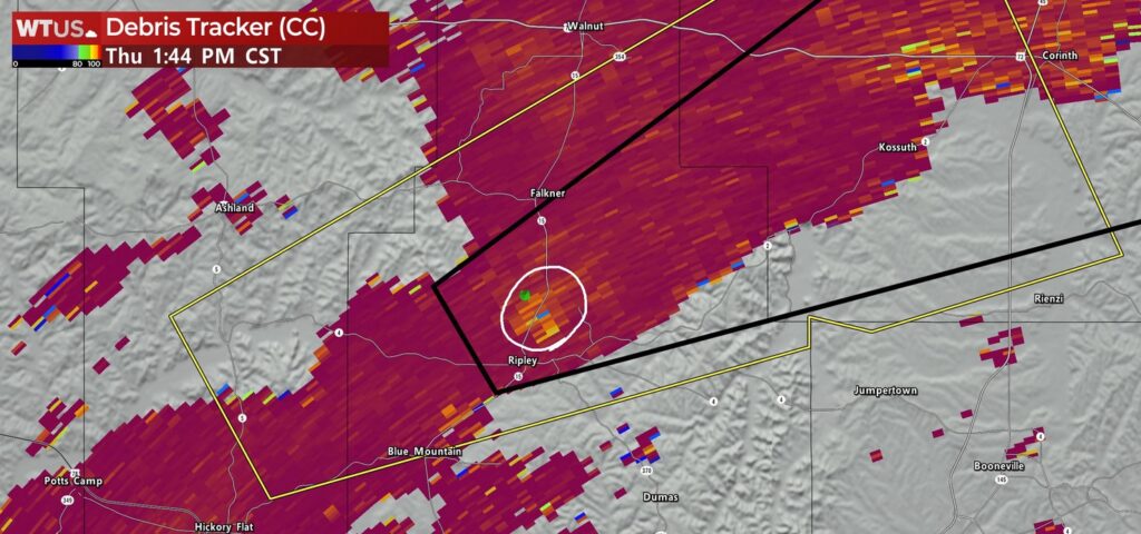 PHOTO Map Tracking Debris From Tornado As It Touched Down In The Center ...