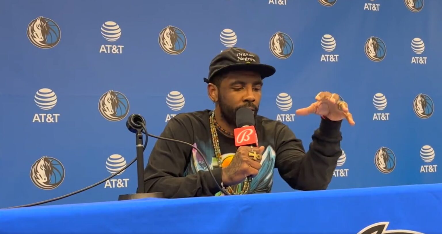 PHOTO Kyrie Irving Wearing Flat Brimmed Organic Negrow Hat For The 5th ...