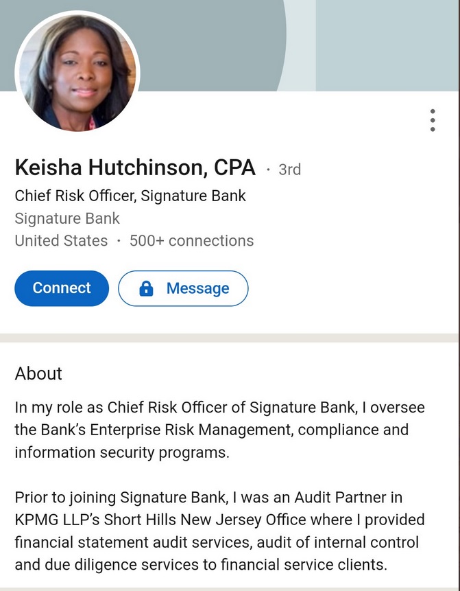 PHOTO LinkedIn Of Chief Risk Officer For Signature Bank