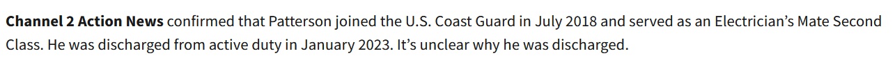 PHOTO Deion Patterson Was In The US Coast Guard In 2018 And Was ...