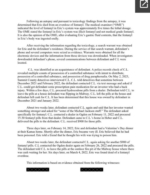 Photo Full Arrest Warrant Document For Kouri Richins