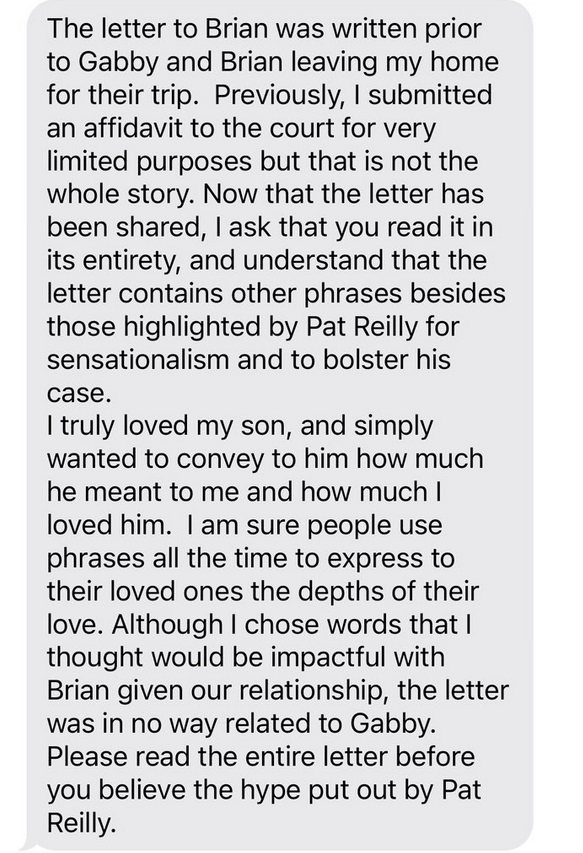 PHOTO Full Explanation From Roberta Laundrie That Her Burn Letter To Brian Had Nothing To Do ...
