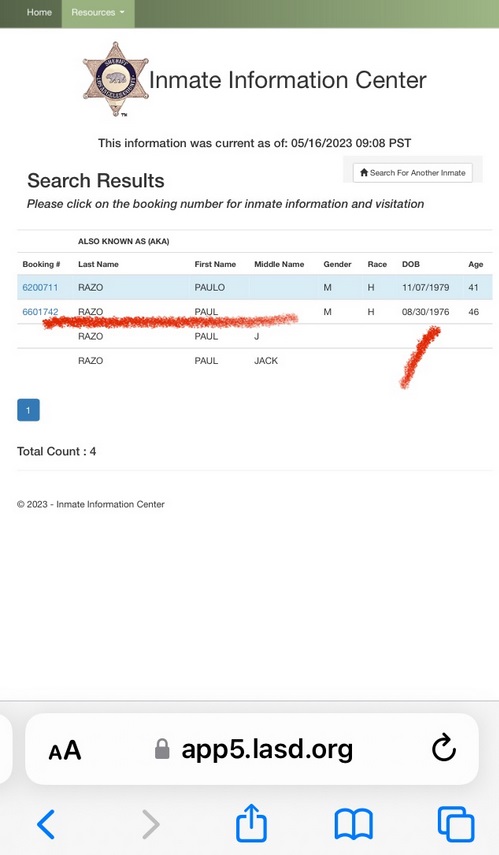PHOTO Paul Razo's Booking Info Said He Had Been In Jail For More Than 7 ...