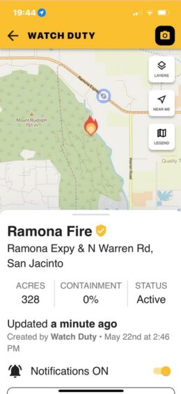 PHOTO Proof Ramona Fire Is Over 350 Acres And Has No Containment ...