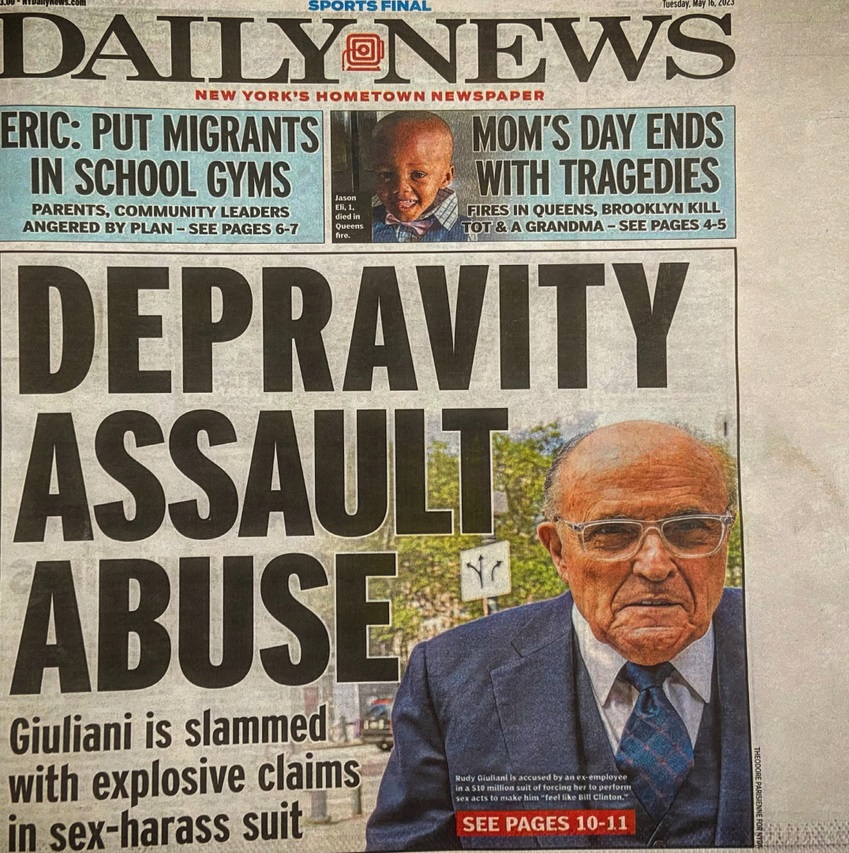 PHOTO Rudy Giuliani On The Front Page Of The New York Daily News Over ...