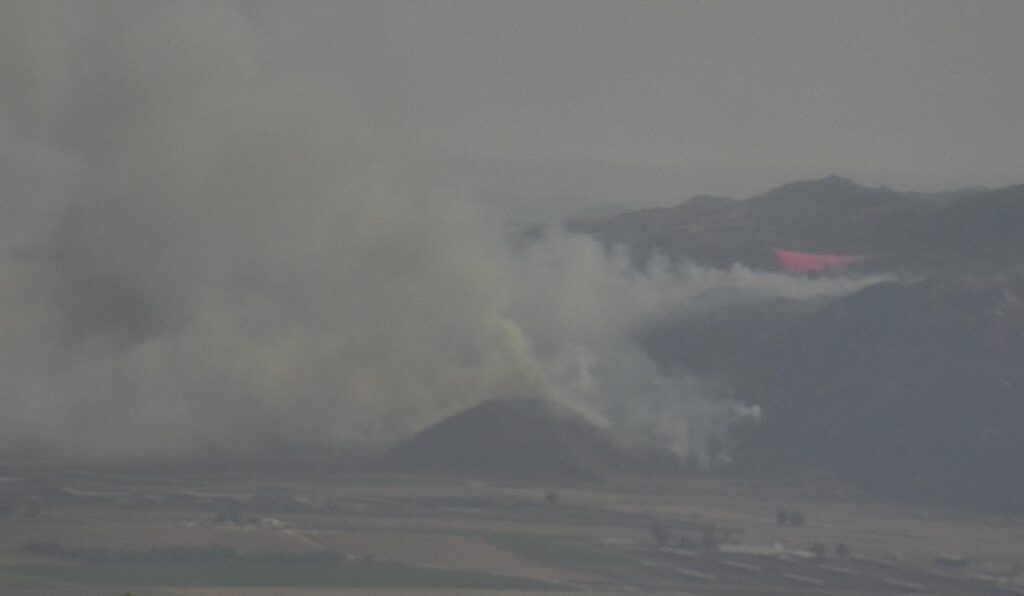 PHOTO View Of Ramona Fire From Tuesday Afternoon Shows Fire Retardant ...