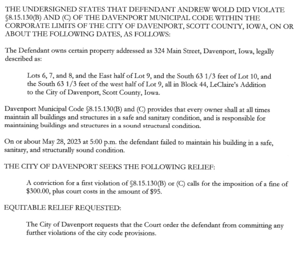 PHOTO Details Of Andrew Wold Being Taken To Civil Court By City Of ...