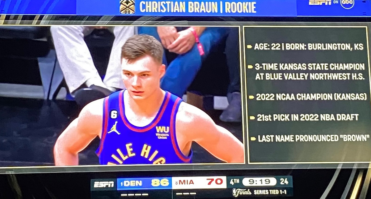 PHOTO ESPN ABC Featured Christian Braun As A Rookie During NBA Finals ...