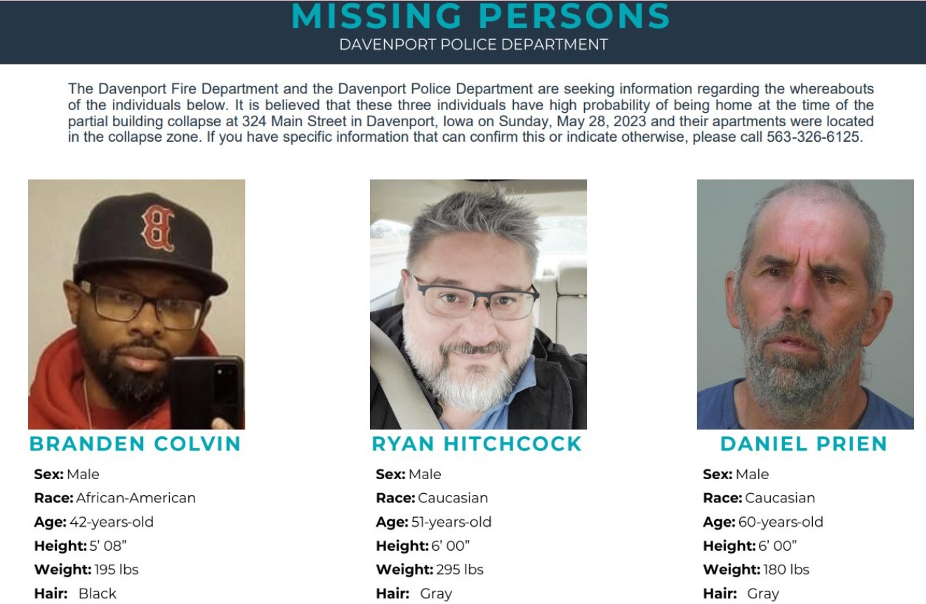PHOTO Of Davenport PD Poster Released Showing 3 People Still Missing In ...