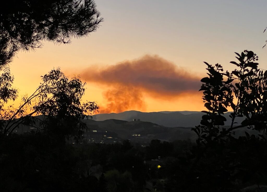 PHOTO Of Dry Fire Burning At Sunset In Castaic California