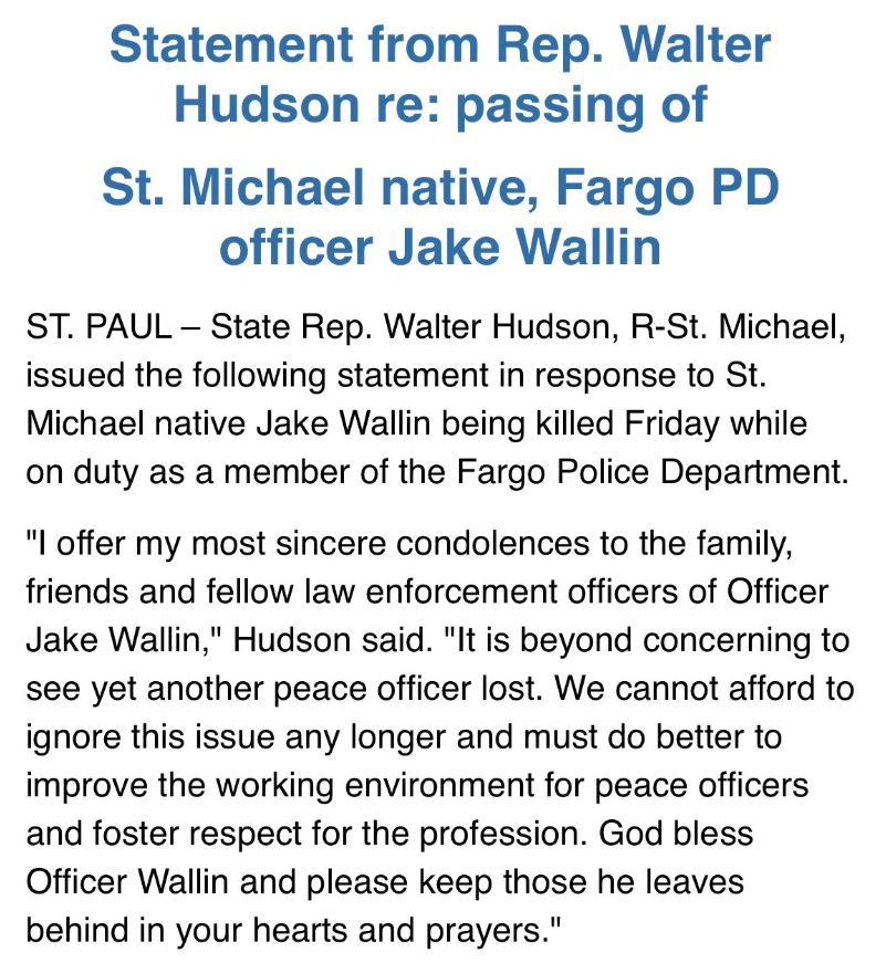 PHOTO Walter Hudson Statement On Passing Of Jake Wallin