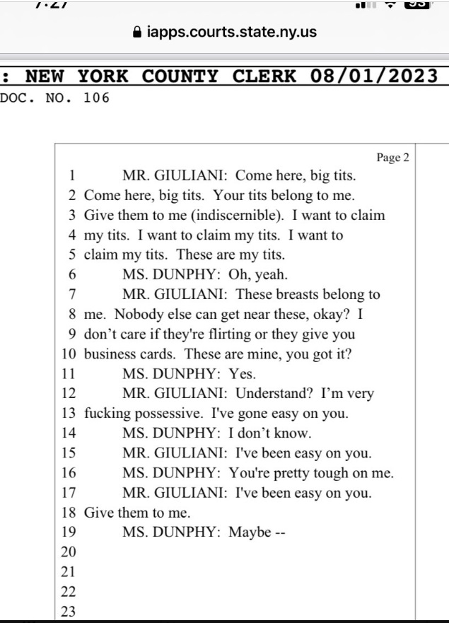 PHOTO Full Rudy Giuliani Transcript Talking To Noelle Dunphy Like She ...