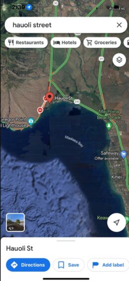 PHOTO Map Showing Which Roads Are Closed In Kihei Hawaii Due To Wildfires