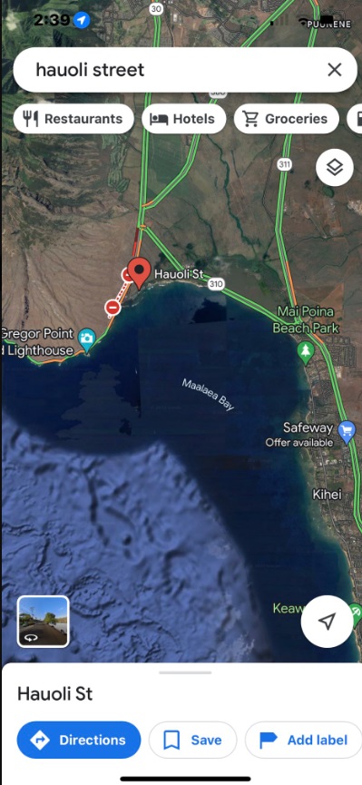 PHOTO Map Showing Which Roads Are Closed In Kihei Hawaii Due To Wildfires