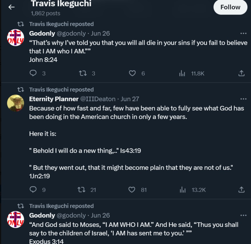 PHOTO Travis Ikeguchi Liking Christian Tweets With Bible Verses In Them