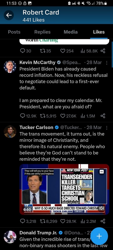 PHOTO Close Up Of All Robert Card's Social Media Likes While Quickly ...