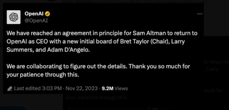 PHOTO Full List Of New Board Members With Sam Altman Returning To ...