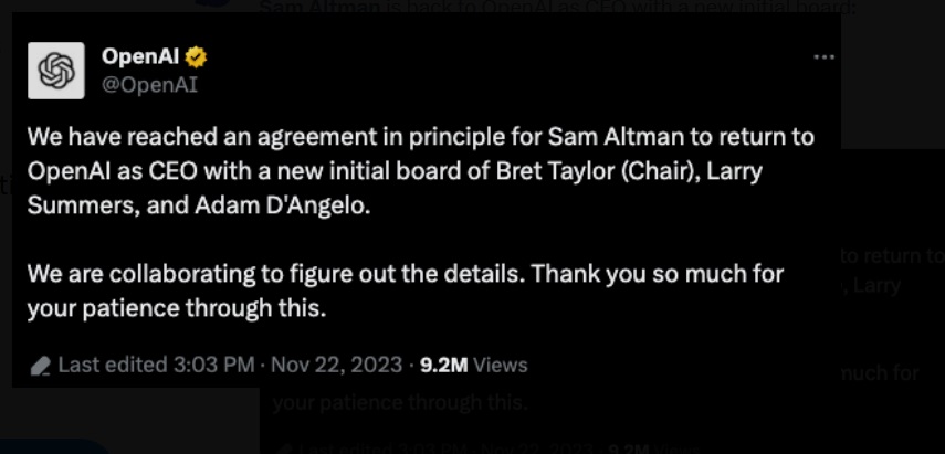 PHOTO Full List Of New Board Members With Sam Altman Returning To ...